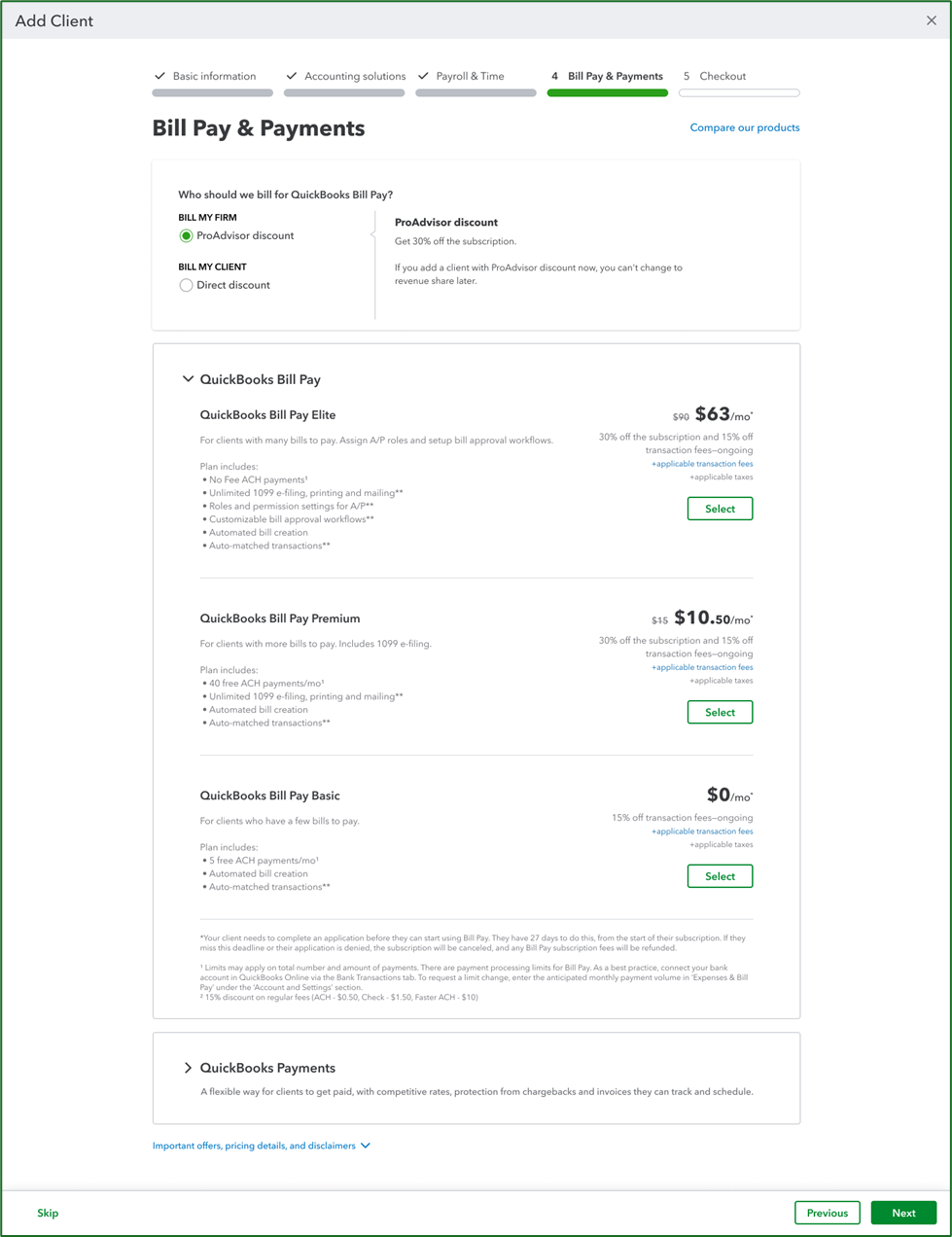 Enhanced QuickBooks Bill Pay Experience for Processing Limit Increase