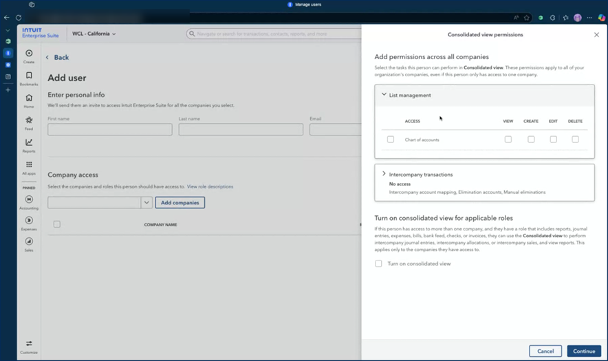 Intuit Enterprise Suite Consolidated View