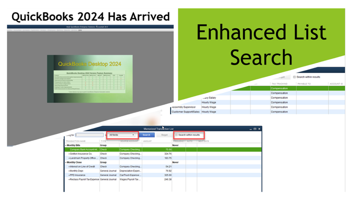 Enhanced List Search in QuickBooks 2024 (Desktop)